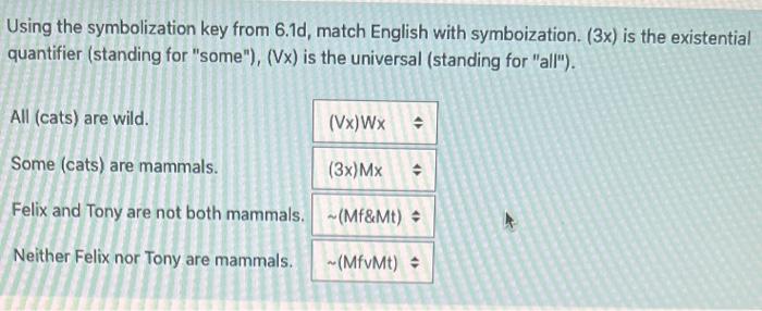 Using The Symbolization Key From 6 1d Match English