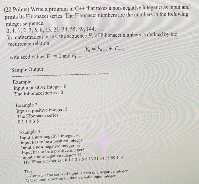 Solved (20 Points) Write a program in C++ that takes a | Chegg.com