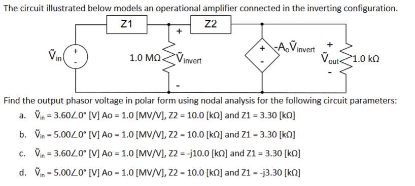 Solved The circuit illustrated below models an operational | Chegg.com