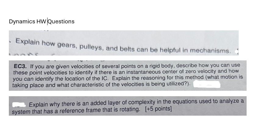 Solved Dynamics:1. ﻿Explain how gears, pulleys, and belts | Chegg.com