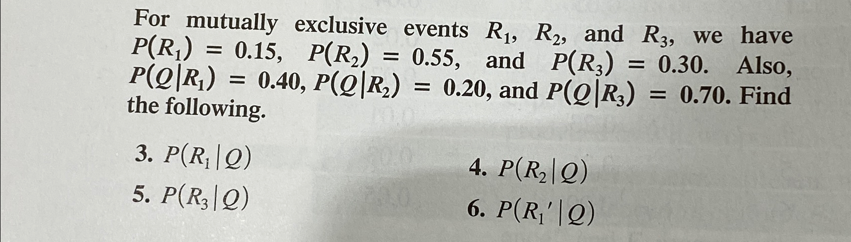 Solved For mutually exclusive events R1,R2, ﻿and R3, ﻿we | Chegg.com