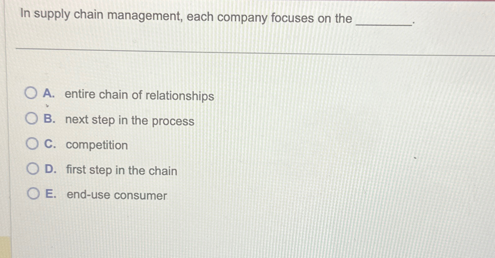 Solved In supply chain management, each company focuses on | Chegg.com