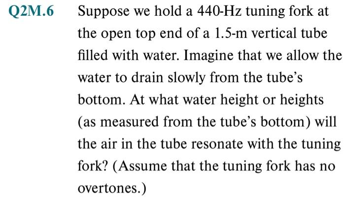 Solved Suppose we hold a 440−Hz tuning fork at the open top | Chegg.com