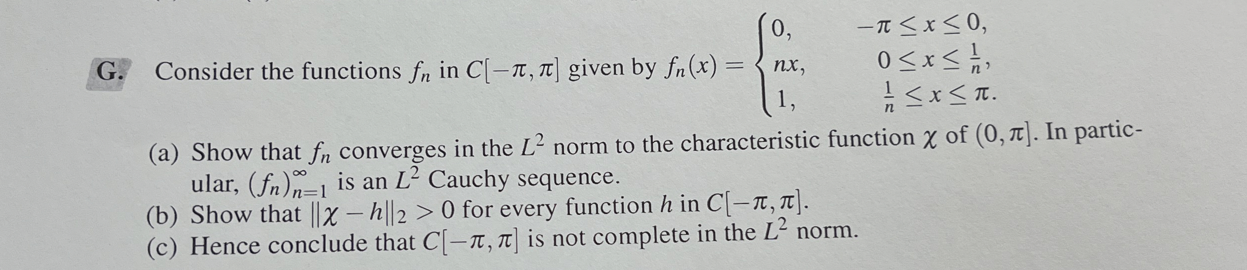 Solved (Real analysis)G. ﻿Consider the functions fn ﻿in | Chegg.com