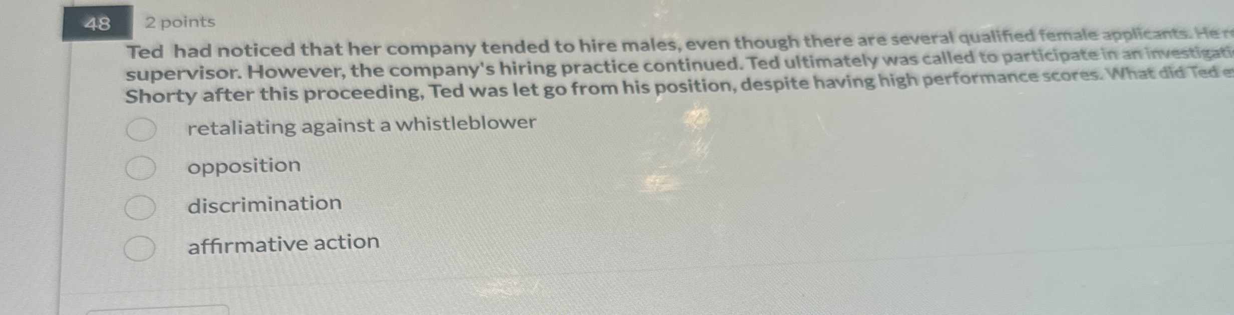 Solved 48,2 ﻿pointsTed had noticed that her company tended | Chegg.com