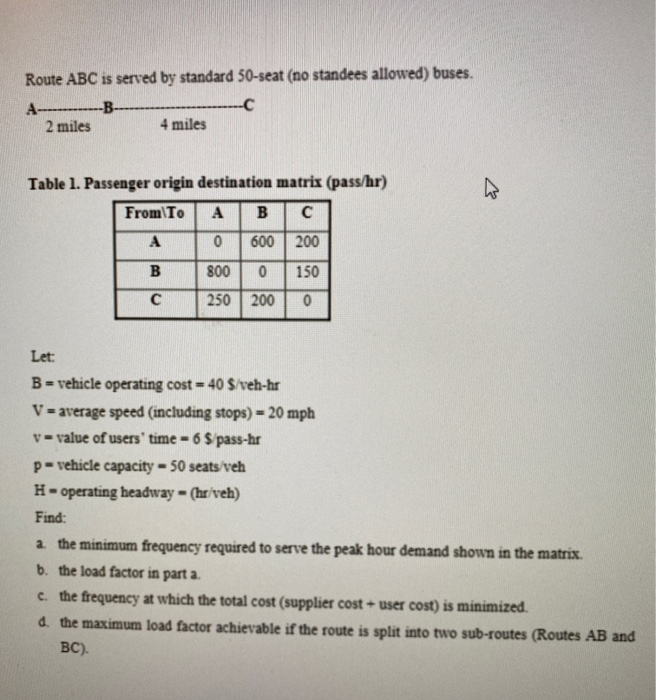Solved Route ABC is served by standard 50-seat (no standees | Chegg.com