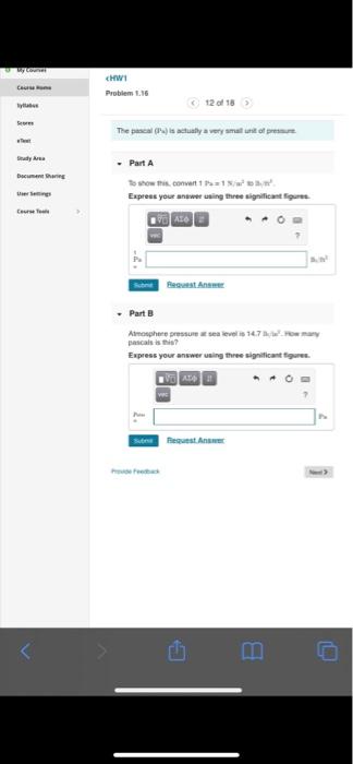 Solved My Courses Scores The pascal (Pe) is actually a very | Chegg.com