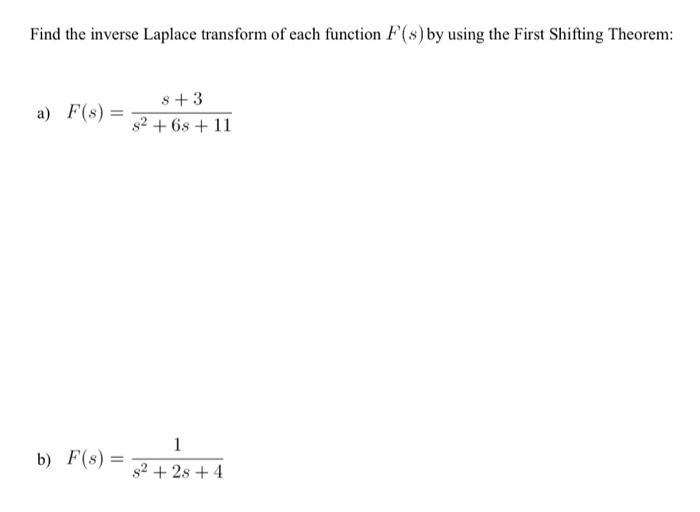 Solved Find the inverse Laplace transform of each function | Chegg.com