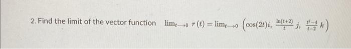Solved 2. Find the limit of the vector function | Chegg.com