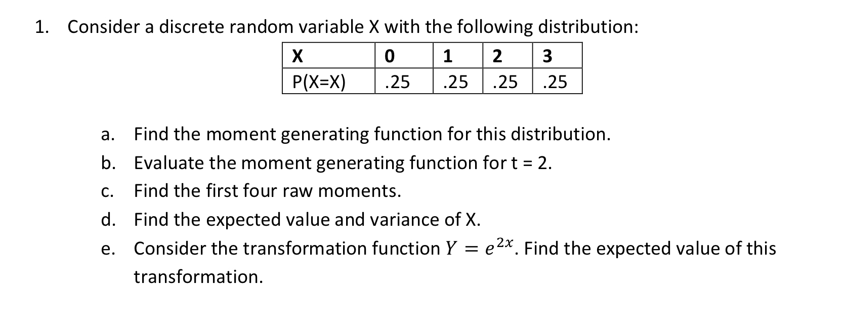 Solved Consider a discrete random variable x ﻿with the | Chegg.com