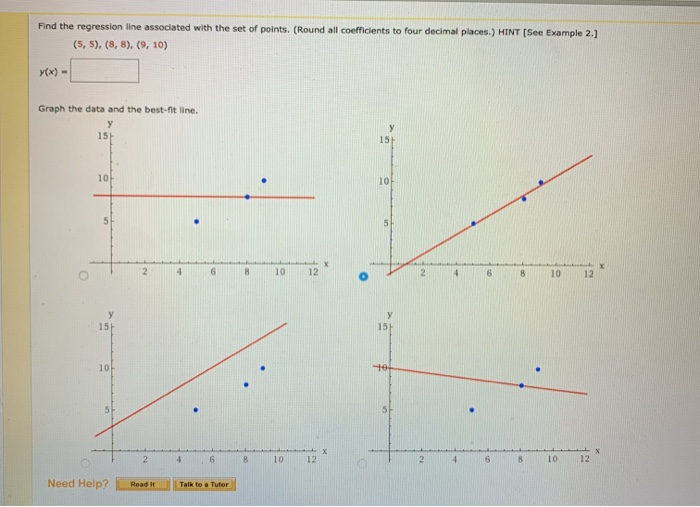 Solved Find the regression line associated with the set of | Chegg.com