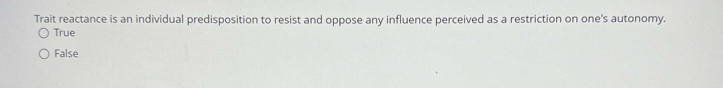 Solved Trait reactance is an individual predisposition to | Chegg.com