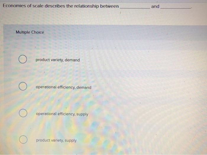 Solved Economies of scale describes the relationship between | Chegg.com