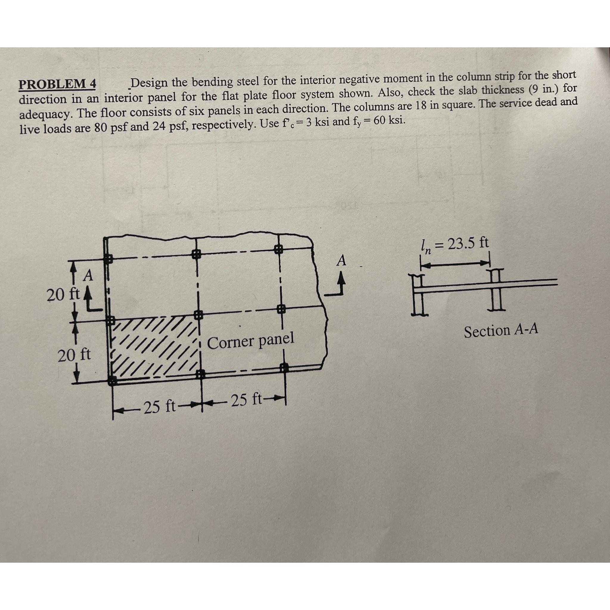 Solved PROBLEM 4 ﻿Design the bending steel for the interior | Chegg.com