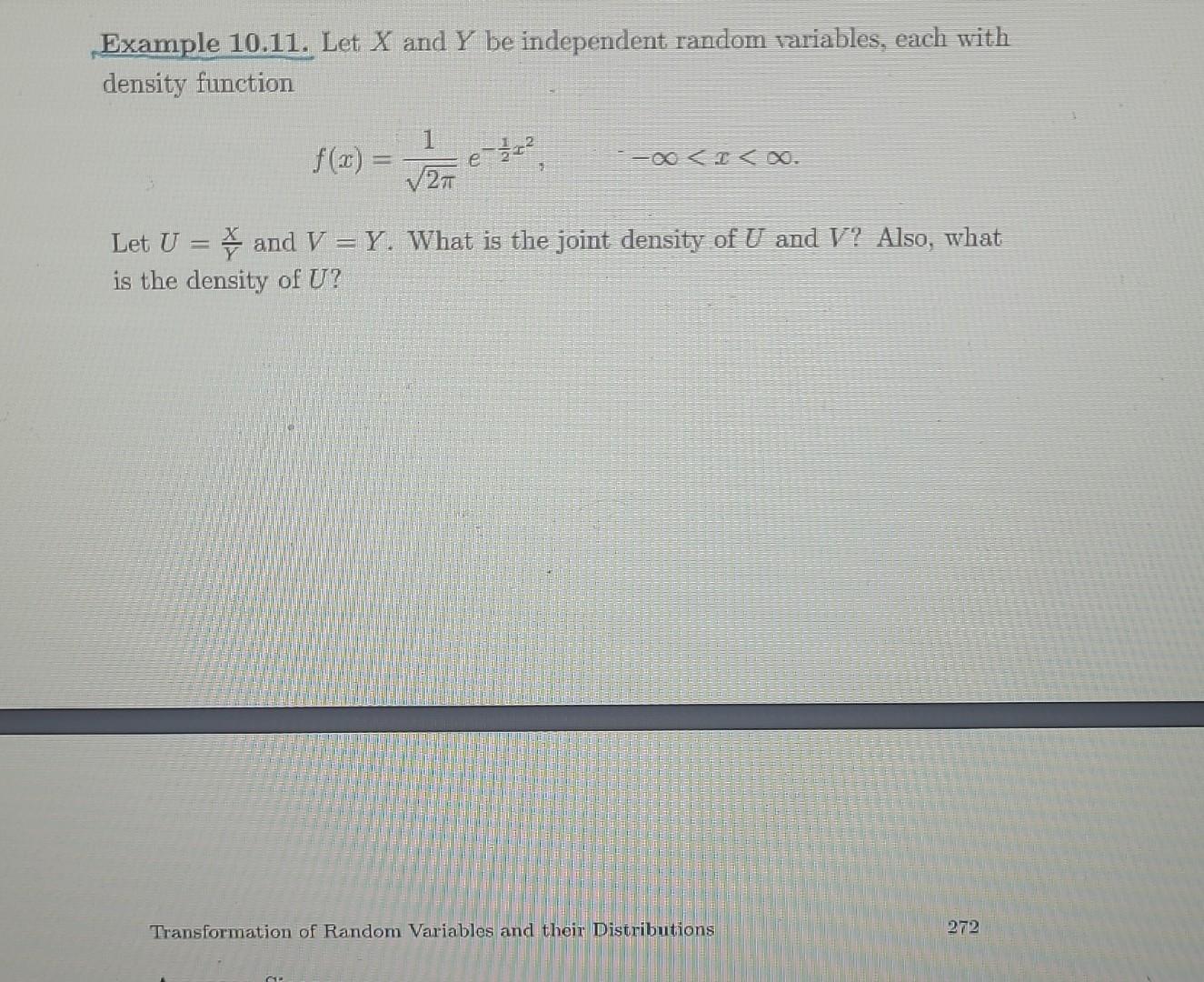 Solved Example 10.11. Let X and Y be independent random | Chegg.com
