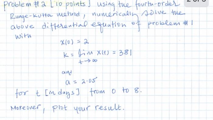 problem \#2 [10 points] using the fourtu-order | Chegg.com