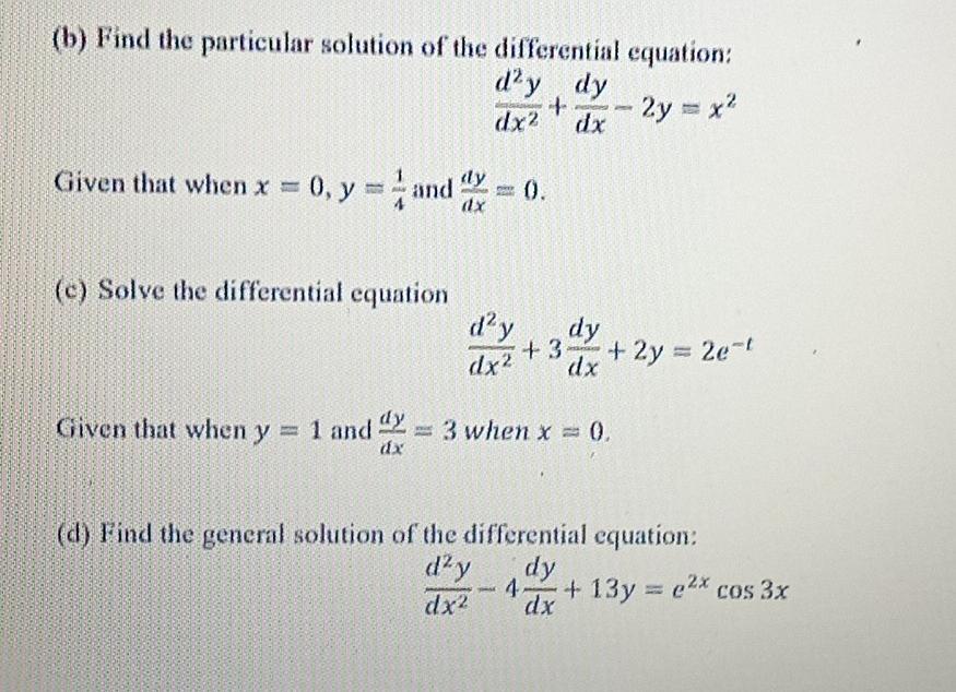 Solved (b) Find the particular solution of the differential | Chegg.com