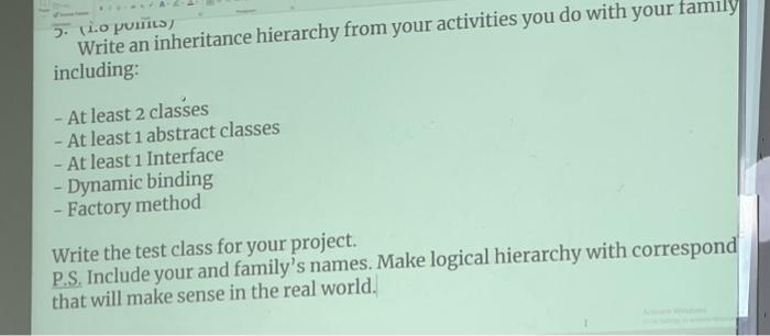 Solved 1o Pouits Write An Inheritance Hierarchy From Your 
