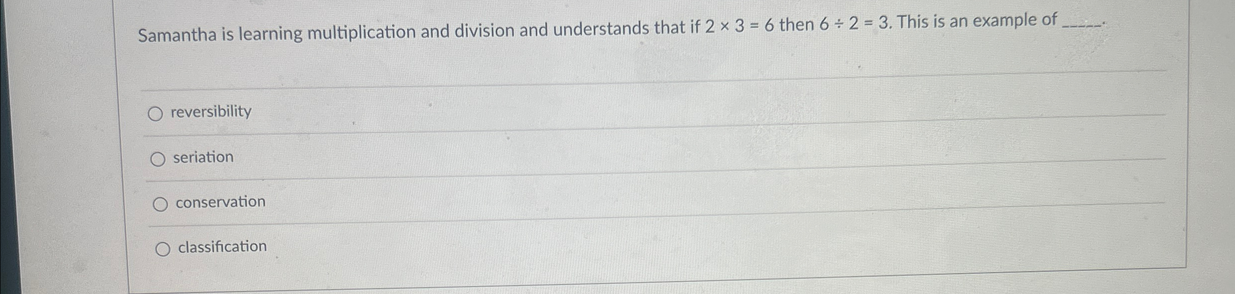 Solved Samantha is learning multiplication and division and | Chegg.com