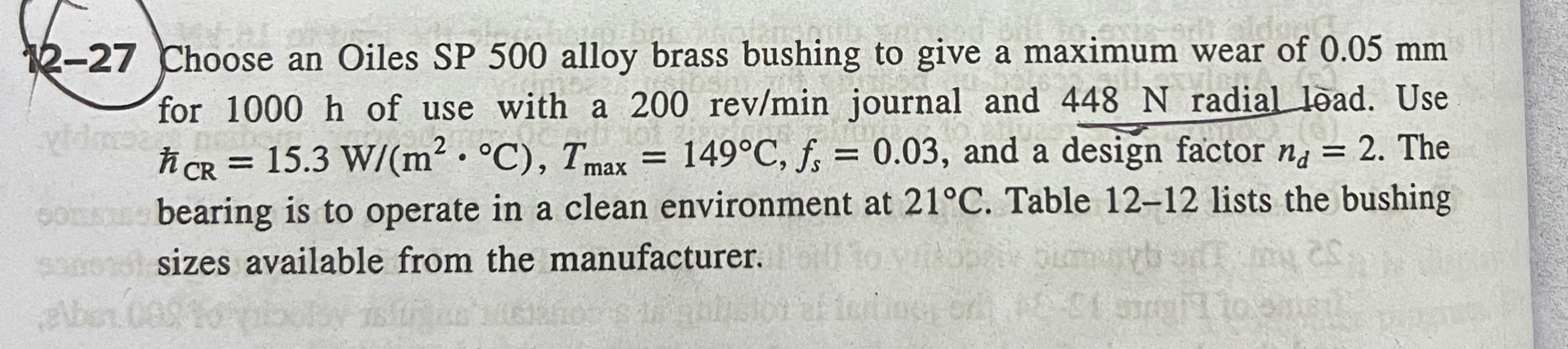 Solved -27 ﻿Choose an Oiles SP 500 ﻿alloy brass bushing to | Chegg.com