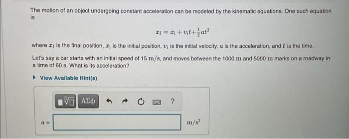 Solved The motion of an object undergoing constant | Chegg.com