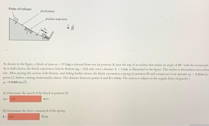 Solved Point of release frictionless friction only here g As | Chegg.com