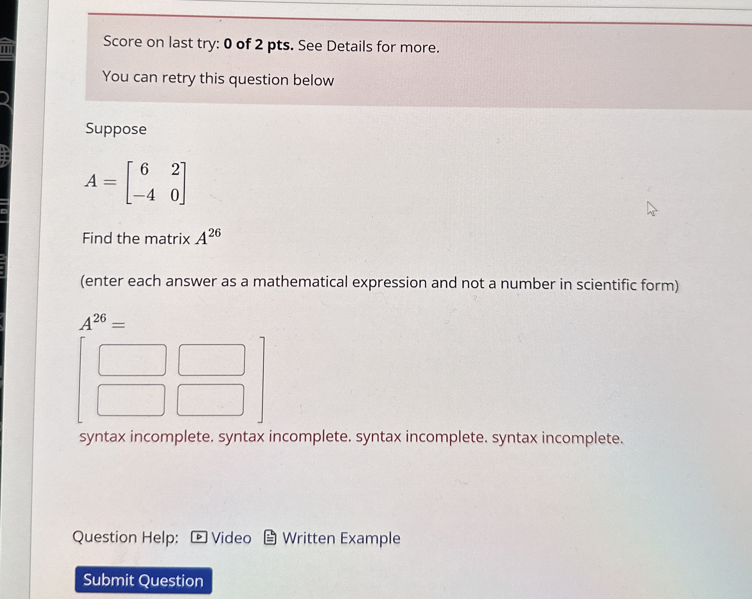 Score on last try: 0 ﻿of 2 ﻿pts. ﻿See Details for | Chegg.com