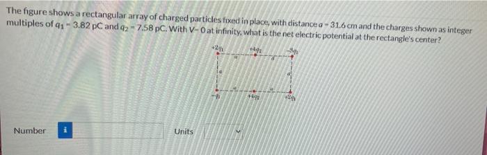 Solved The figure shows a rectangular array of charged | Chegg.com
