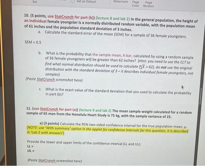 Solved Set Set as Default Watermark Page Color Page Borders | Chegg.com