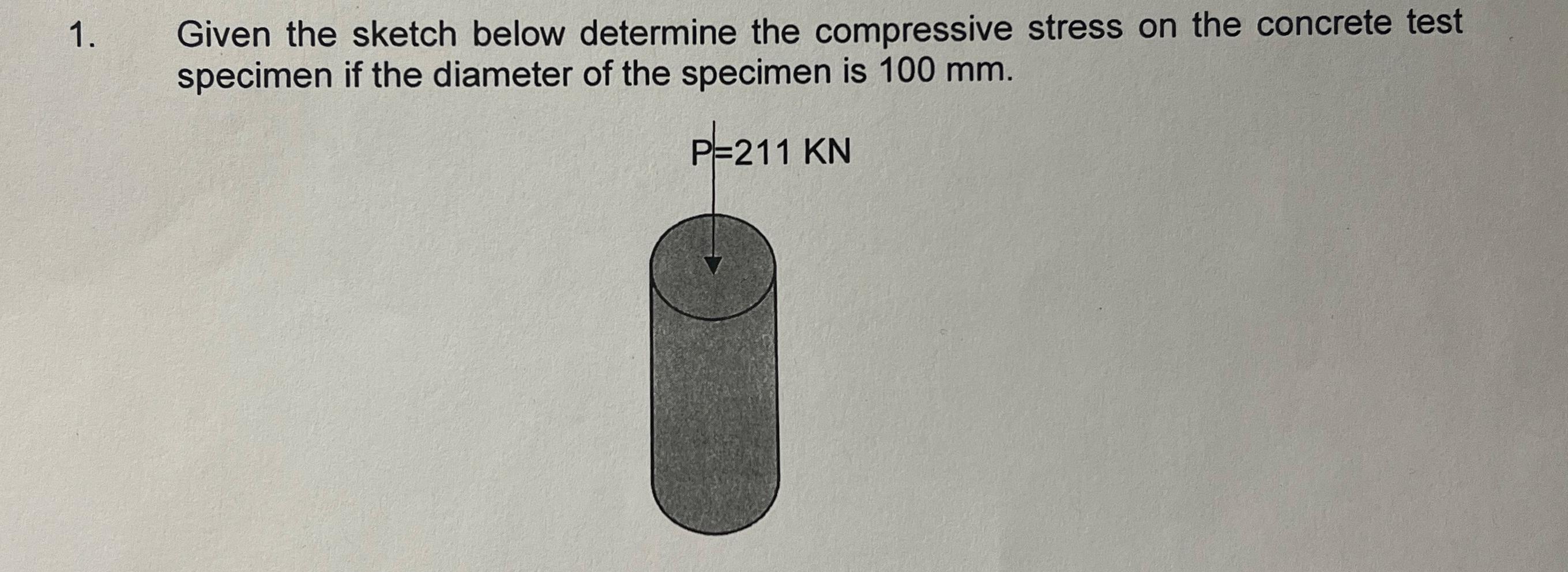 Solved Given the sketch below determine the compressive | Chegg.com
