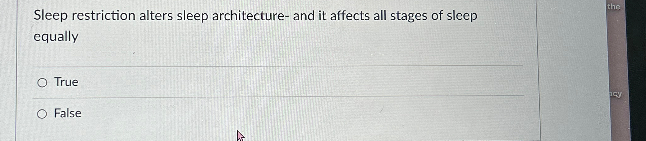 Solved Sleep restriction alters sleep architecture- ﻿and it | Chegg.com