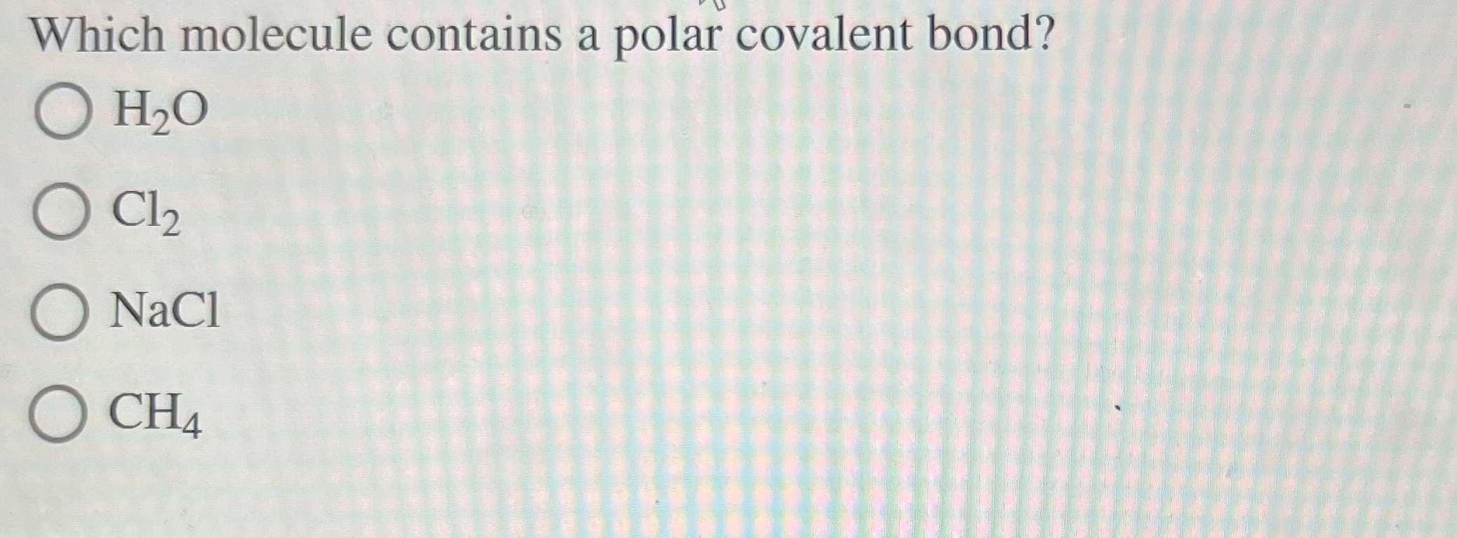 Which molecule contains a polar covalent | Chegg.com