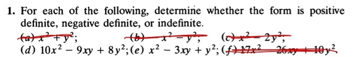 Solved 1. For each of the following, determine whether the | Chegg.com
