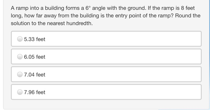 Solved A ramp into a building forms a 6° angle with the | Chegg.com
