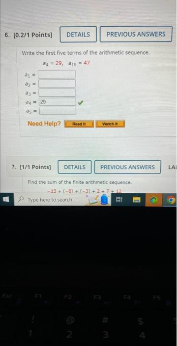 Solved Write the first five terms of the arithmetic | Chegg.com