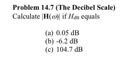 Solved Problem 14.7 (The Decibel Scale) Calculate ∣H(ω)∣ if | Chegg.com