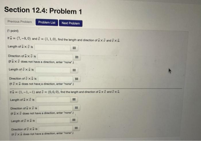 Solved Section 12.4: Problem 1 Previous Problem Problem List | Chegg.com