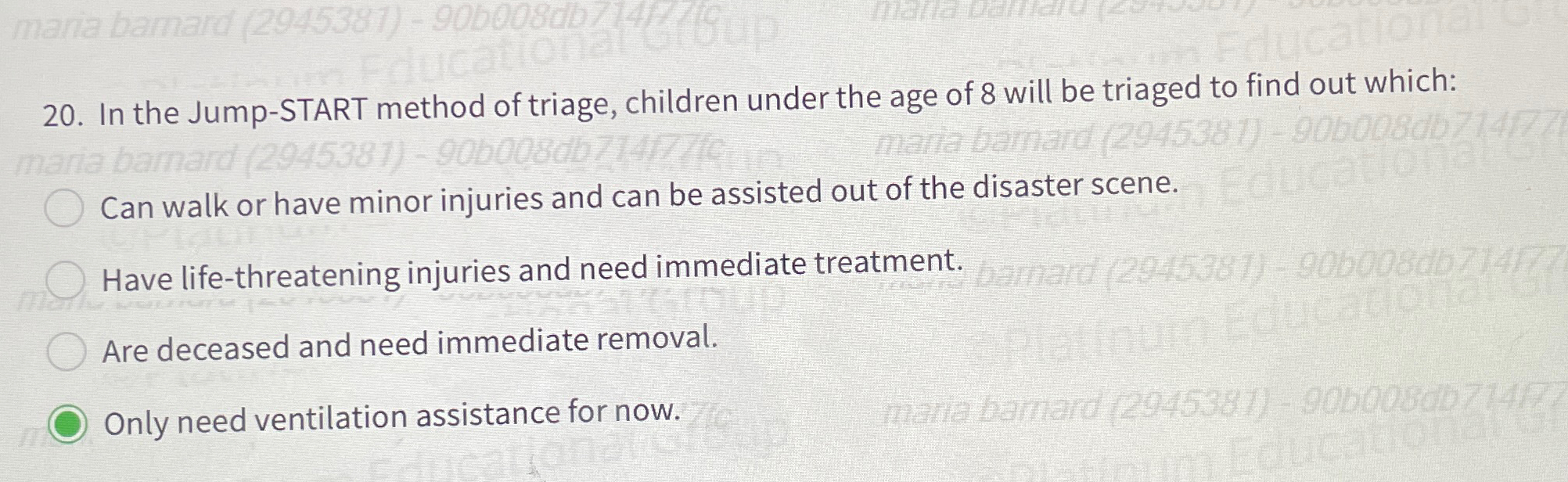 Solved In the Jump-START method of triage, children under | Chegg.com