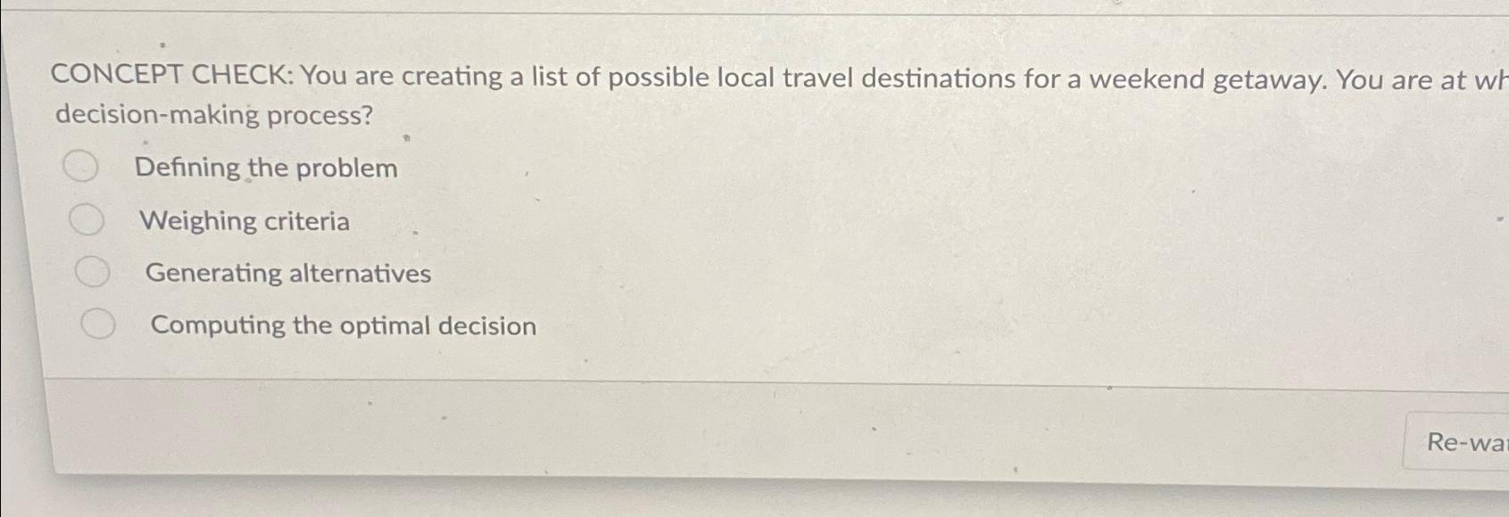 Solved CONCEPT CHECK: You are creating a list of possible | Chegg.com