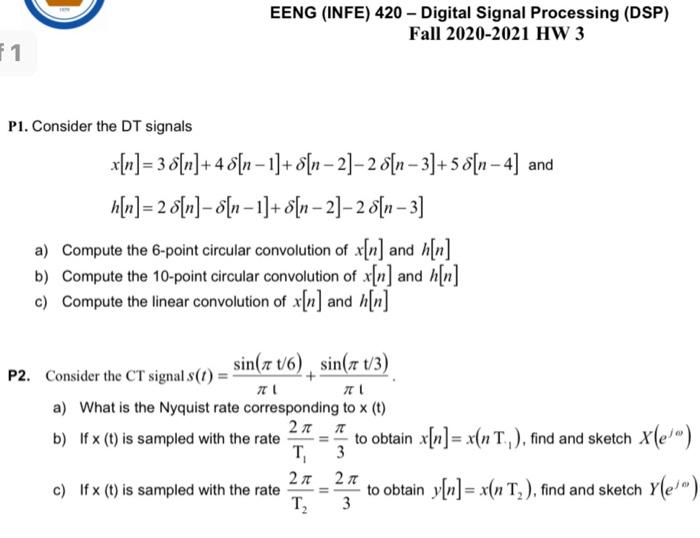 Solved EENG (INFE) 420 - Digital Signal Processing (DSP) | Chegg.com