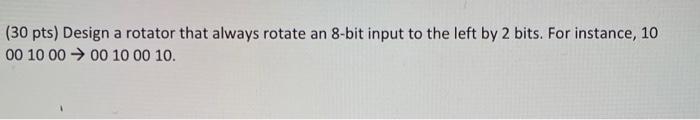 Solved (30 pts) Design a rotator that always rotate an 8-bit | Chegg.com