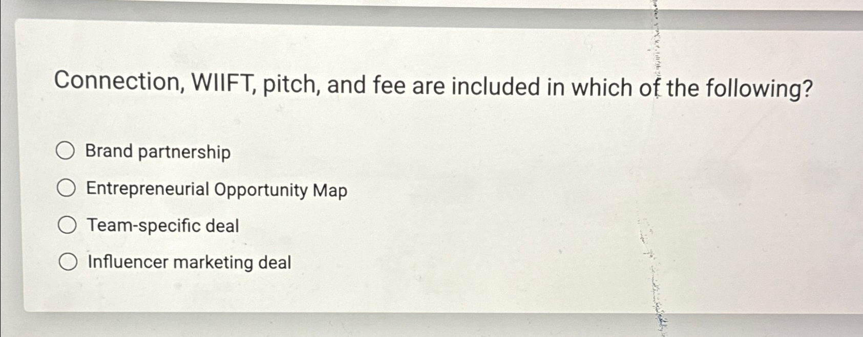 Solved Connection, WIIFT, pitch, and fee are included in | Chegg.com