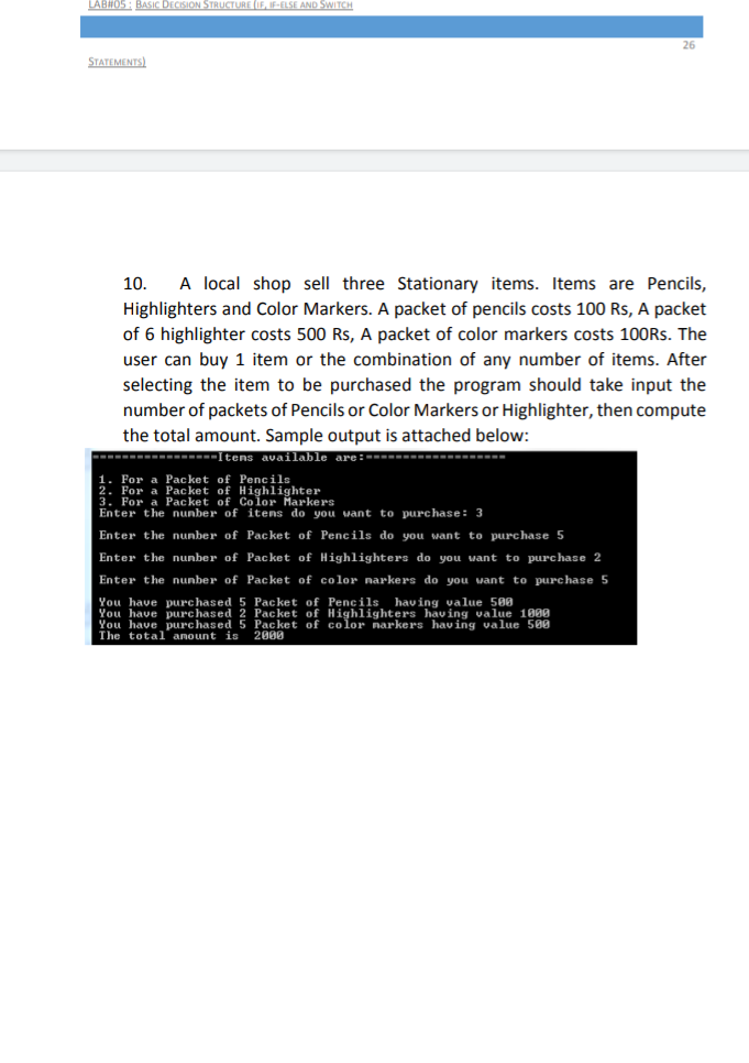 Solved LABHOS: BASIC DECISION STRUCTURES, FELSE AND SWITCH | Chegg.com