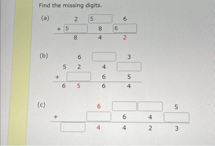Solved Find the missing digits. | Chegg.com