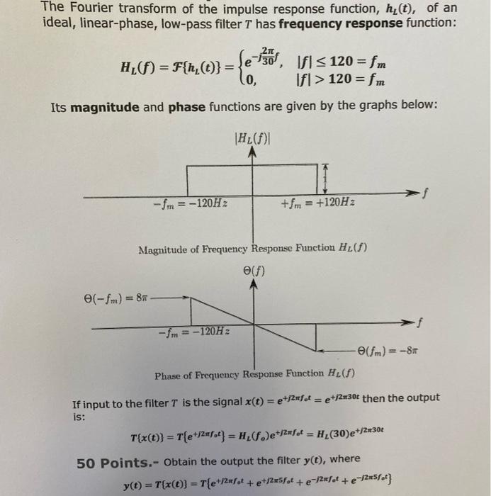 Solved The Fourier transform of the impulse response | Chegg.com