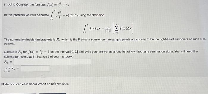 Solved (1 point) Consider the function f(x)=3x2−4. In this | Chegg.com