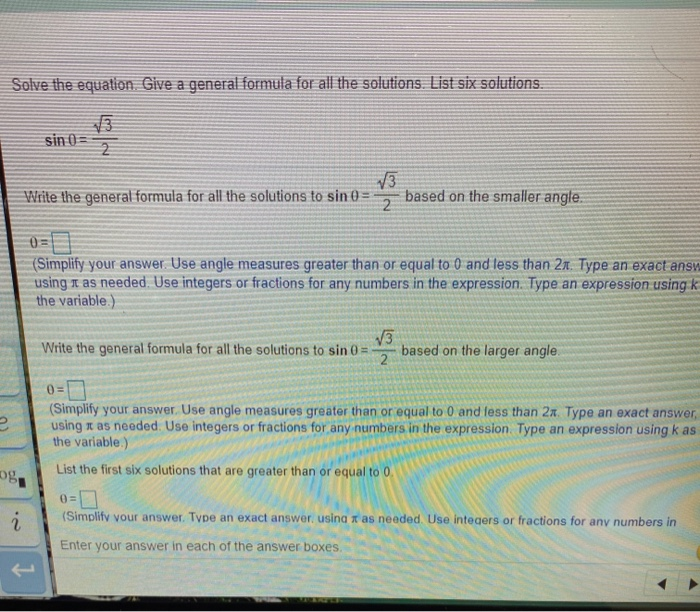 Solved Solve the equation. Give a general formula for all | Chegg.com