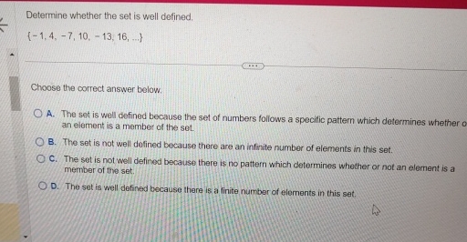 Solved Determine whether the set is well | Chegg.com