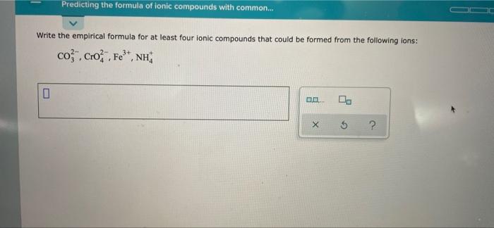 Solved Predicting the formula of ionic compounds with | Chegg.com