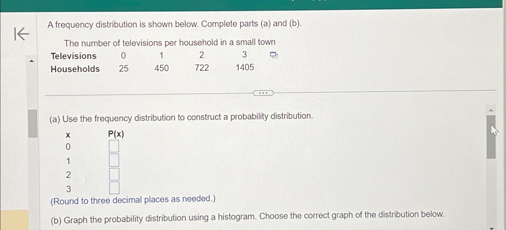 Solved A frequency distribution is shown below. Complete | Chegg.com